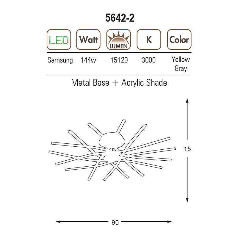 Stropní LED svítidlo Ozcan 5642-2 yellow | RájSvítidel.cz